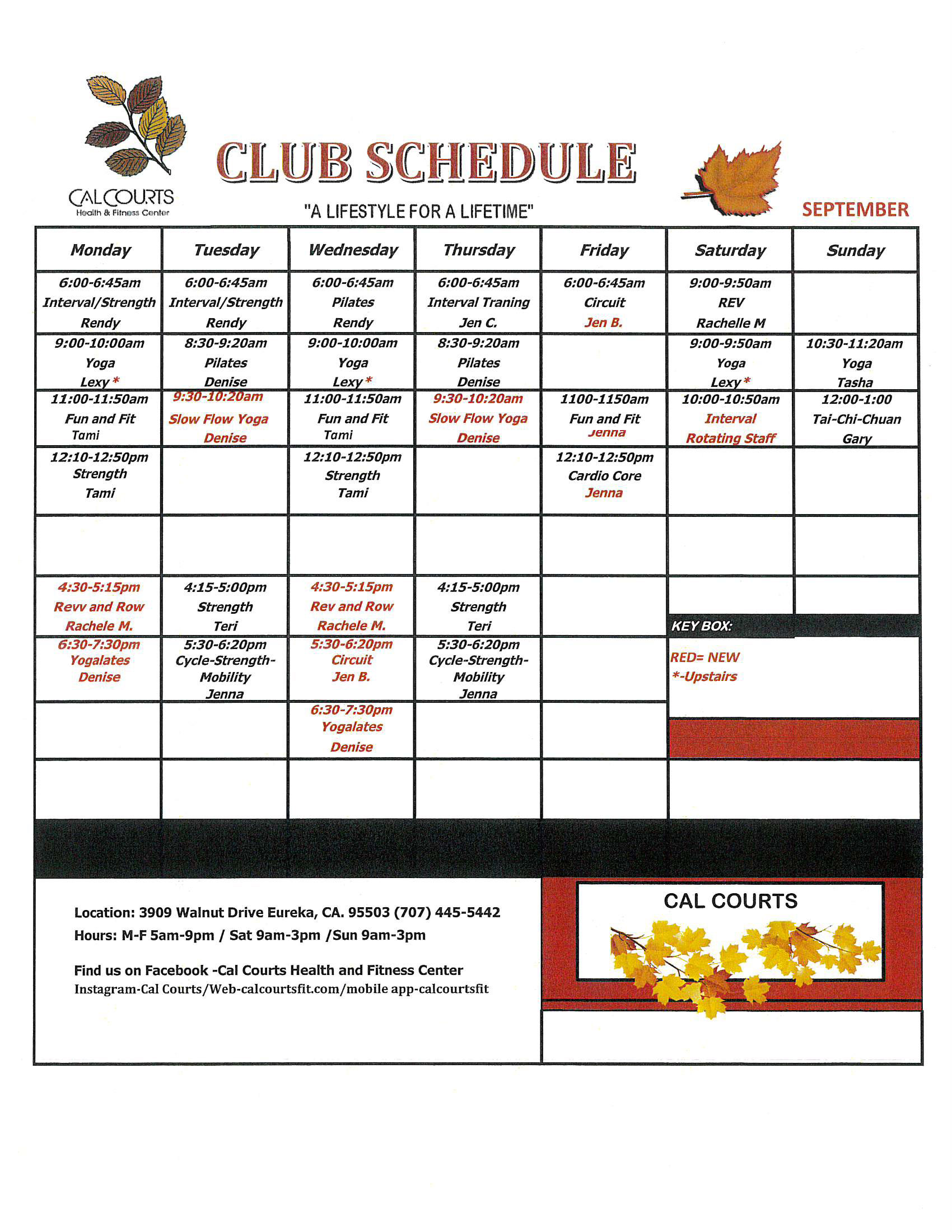 FITNESS CLASS SCHEDULE - CalCourts Health & Fitness Center