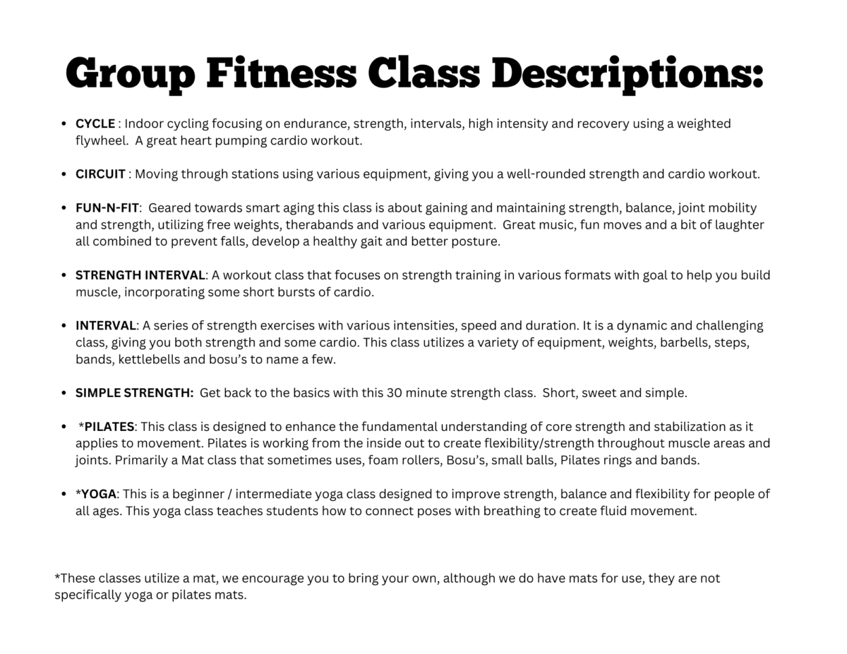 FITNESS CLASS SCHEDULE - CalCourts Health & Fitness Center